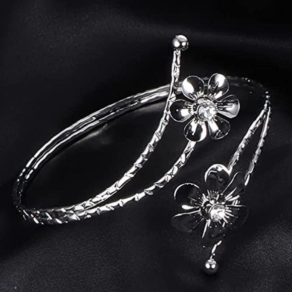 Jewelry | Silver Flower Upper Arm Cuff Band Armlet | Poshmark
